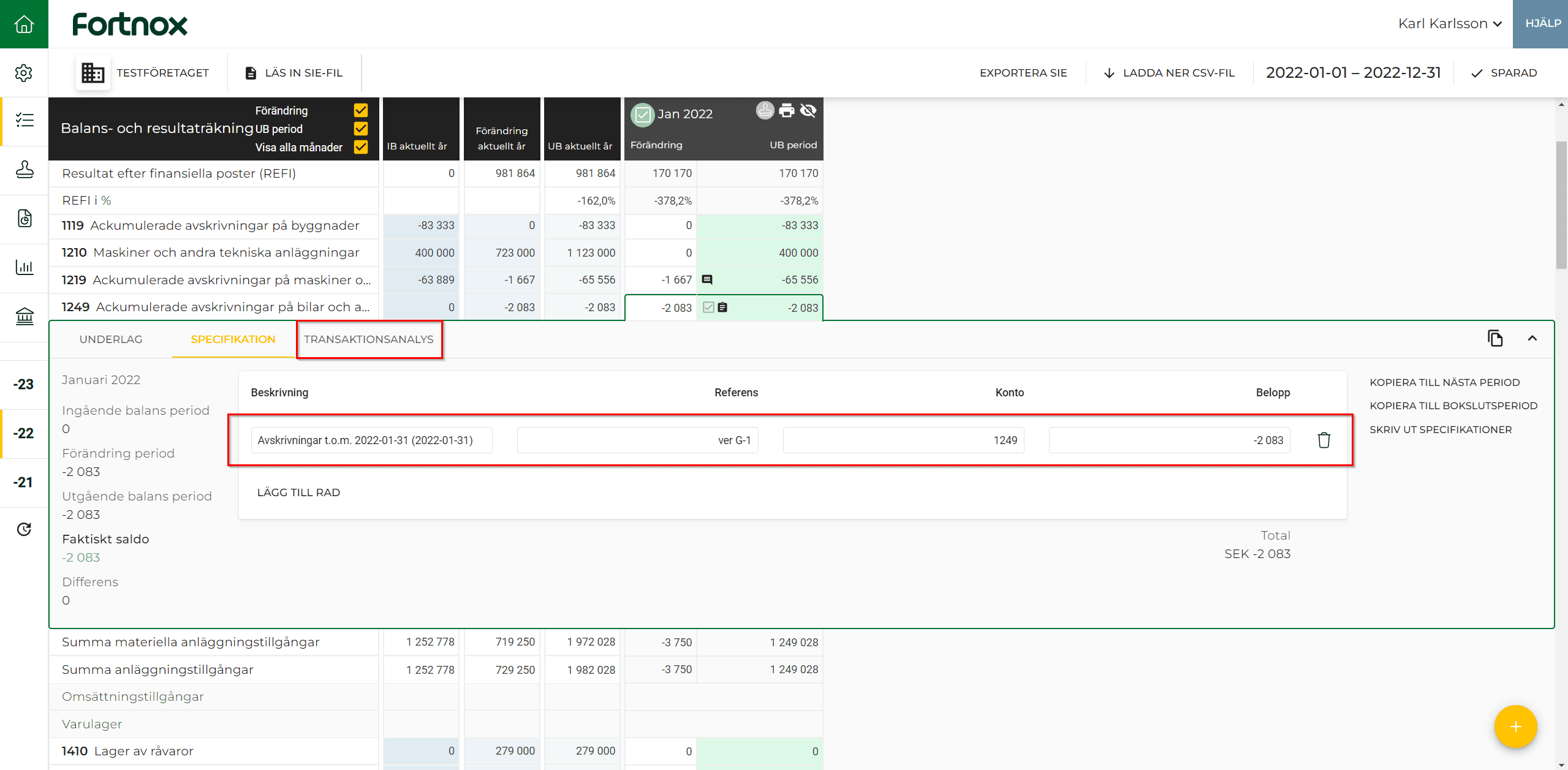 Avstämning | Fortnox